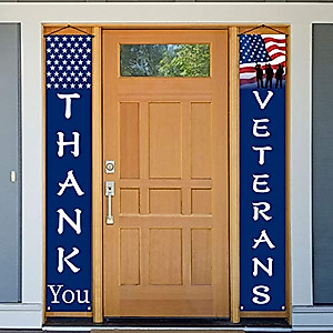 Thank You Veterans Hanging Banner Memorial Day Veterans Day American Flag Patriotic Decoration