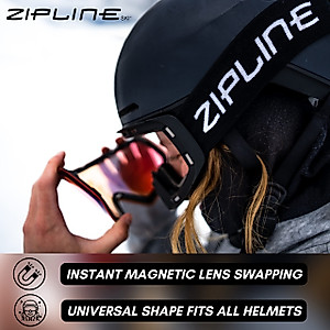 Zipline Podium XT Ski Goggles - No Fog Magnetic Lenses (Black Frame, Gray Lens/Ice Blue Finish)
