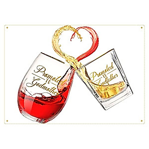 Onebttl Godparent Proposal Gift Set, 17oz Wine Glass & 8.5oz Whiskey Glass Set, Godmother and Godfather Gift, Ideal for Godparent Birthday, Proposal, Baptism