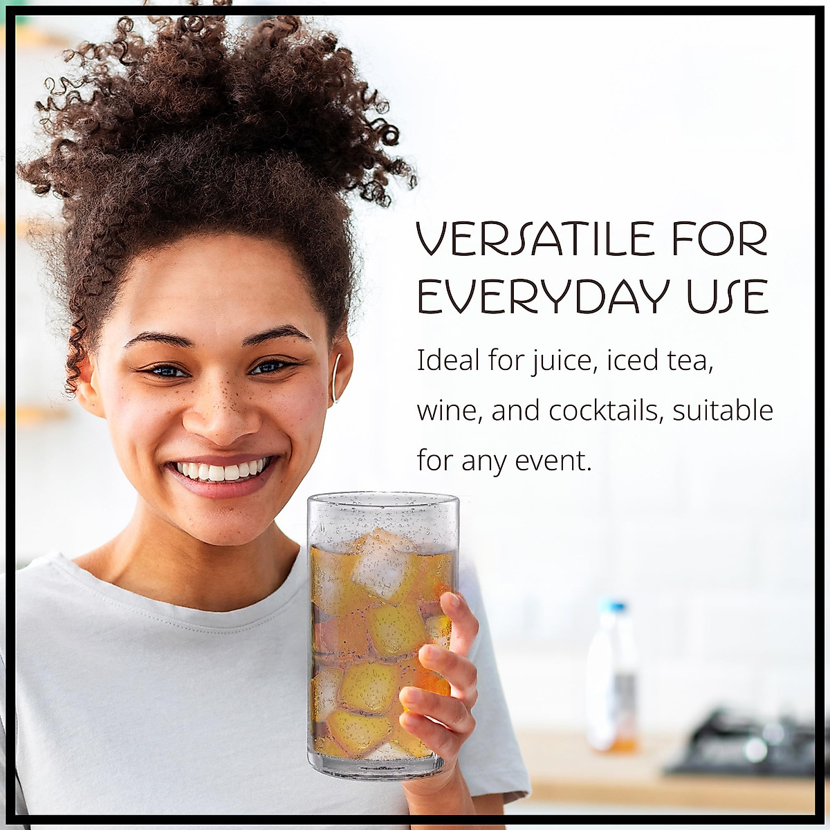 Artland 17oz Highball Tumbler, Set of 4 | Iris Seeded Design, Clear | Drinking Glass for Parties and Everyday Use - Mojito, Whiskey, Cocktail | Glassware & Kitchenware Essentials