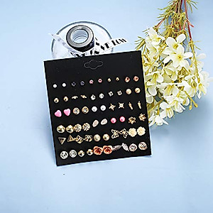 LOLIAS 93 Pairs Assorted Multiple Earrings Set for Women Cute Simple Faux Pearl Hoop Bar Moon Star CZ Stud Earring Jewelry,Gold Tone