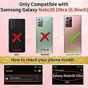 Shorogyt for Samsung Galaxy Note 20 Ultra 5G/4G Heart Case Cute Aesthetic Love Hearts Pattern Girls Women Black Gold Luxury Girly Design Phone Cases Cover+Screen+Chain for Note20 Ultra 6.9 Inch