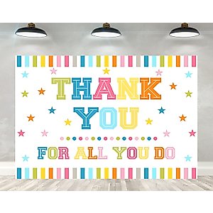 Ticuenicoa 5×3ft Thank You Backdrop Colorful Photography Background Thanks for Teachers Employees Thank You First Responders Support Doctors Nurses Party Decorations Banner Props