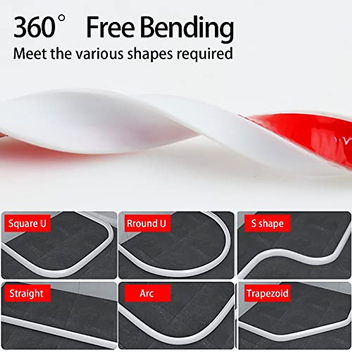 39 inch Silicone Collapsible Shower Threshold Water Dam, Waterproof Shower Barrier Water Strip Dam, Stay Dry Retainer for Wet and Dry Separation for Kitchen Sink Countertop Sink Cooktop Bathroom Tub