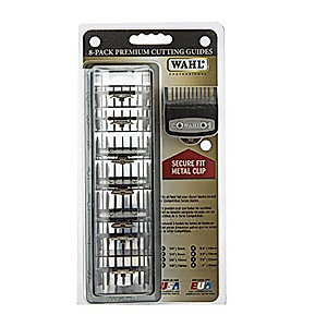 Wahl Professional Premium Black Cutting Guides #3171-500 - 1/8" to 1" - Fits All Full Size Wahl Clippers (Excludes Detachable Blade Clippers) 8 Pack