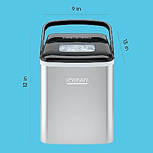 Chefman Dual-Size Countertop Ice Machine, Portable Ice Maker Machine, Creates 2 Cube Sizes in 6 Mins, Holds 1.3 lb. of Ice, Makes up to 26 lb in 24 Hours, Self-Cleaning Scoop Included, Stainless-Steel