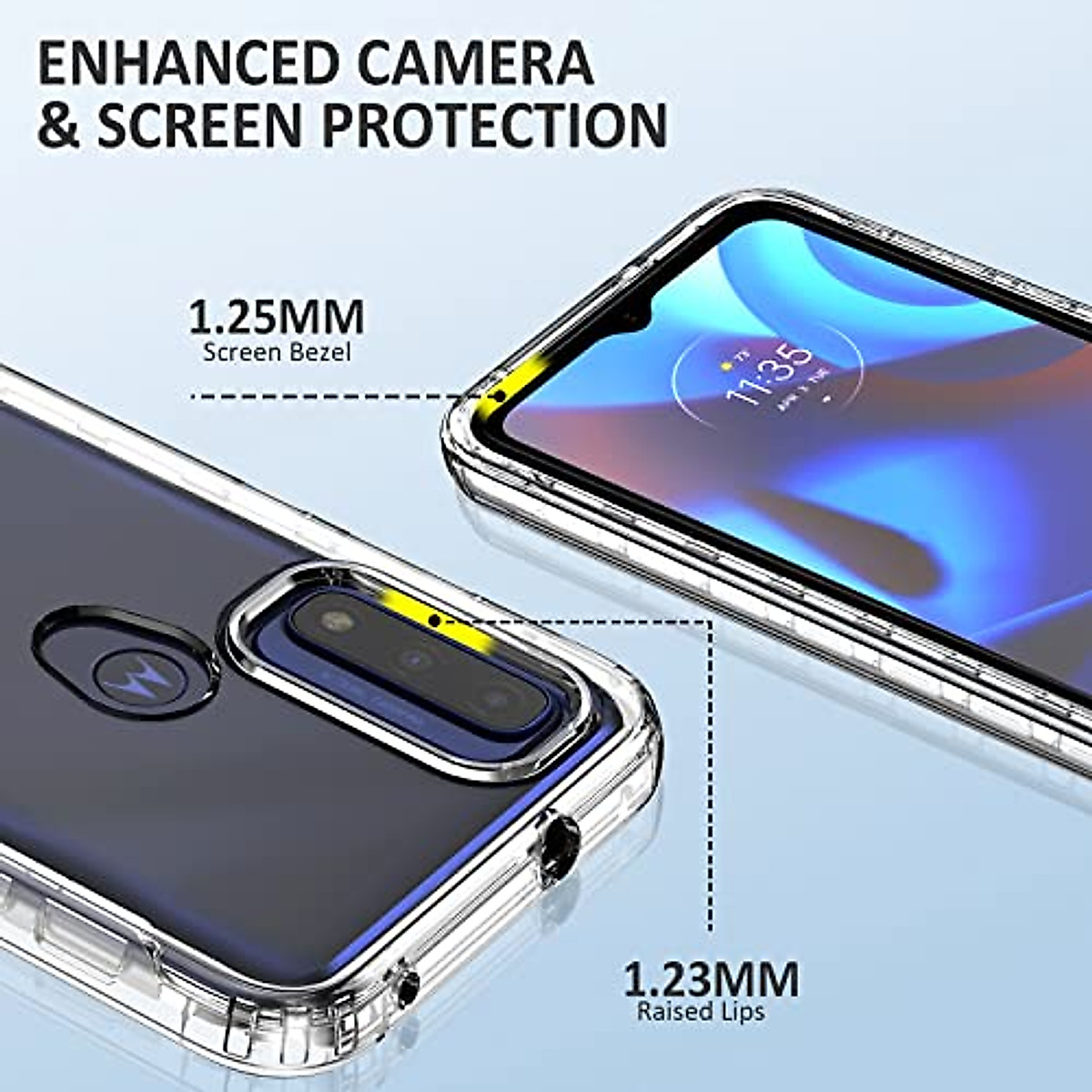 PUJUE for Motorola Moto-G Pure Phone Case: Silicone Matte Case 360 Full Protection - Rugged Bumper Sturdy Shockproof Drop Protective TPU Cell Phone Cover Woman Men (Crystal Clear)