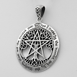 Dryad Design Pentacle Tree of Life Pentagram Pendant (1 1/4") Large Sterling Silver Wiccan Pagan Witchcraft Jewelry