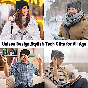 Bluetooth Beanie,Wireless Beanie Headphones Hat Unique Christmas Tech Gifts for Men Women Him Adults Teen Boys Girls (Black)