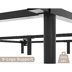 THEOCORATE King Size Bed Frame, 7 Inch Metal Basics Bed Frame, Low Profile Base for Box Spring, 9-Leg Support, Noise-Free, Easy Assembly, Black