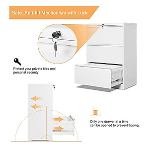 Aobabo 3 Drawer File Cabinet 28In Wide,White