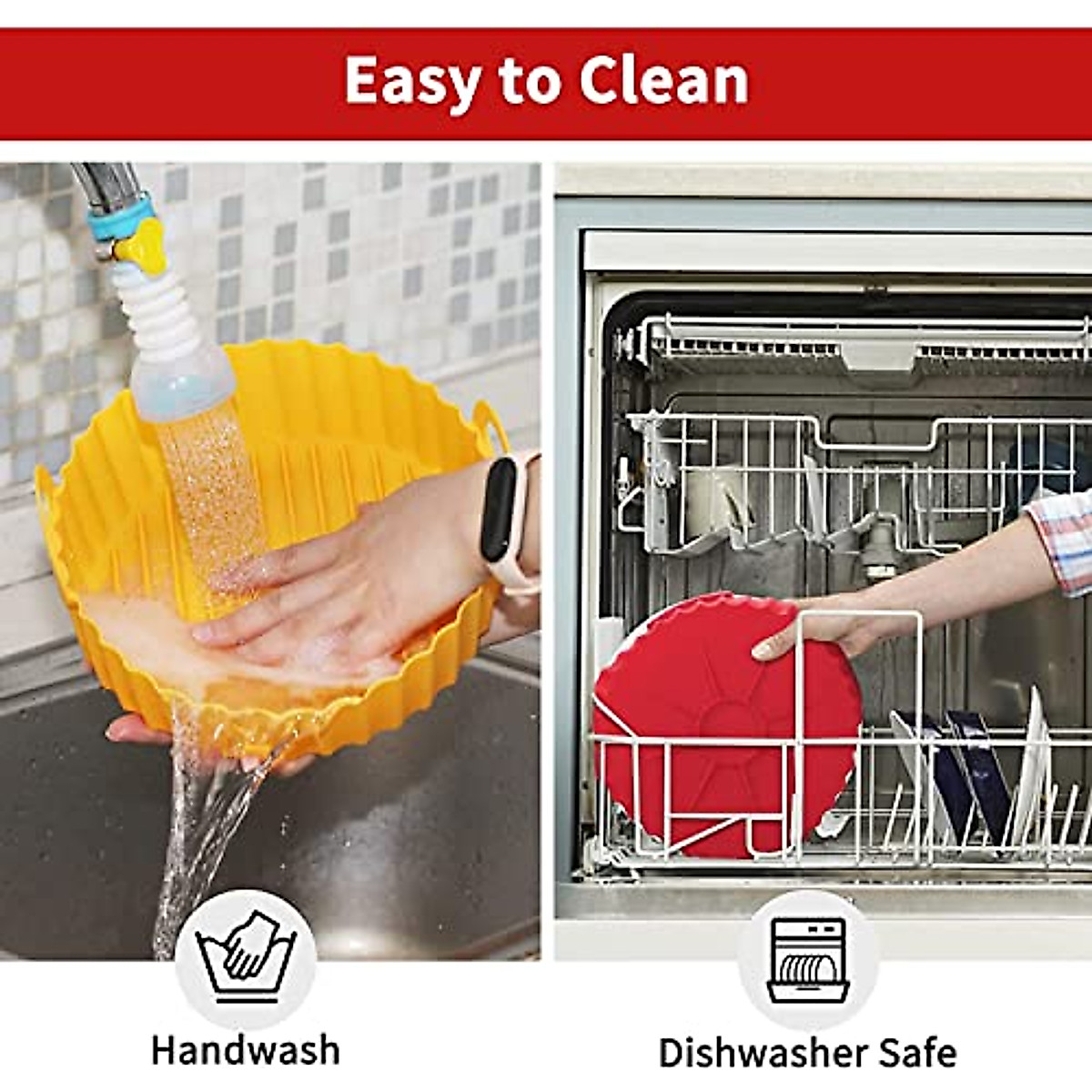 2 Pcs Air Fryer Silicone Liners 8.5 inch, Reusable Air Fryer Liners, Food grade material, High Temperature Resistance, Silicone Air Fryer liners are Suitable for Air Fryers, Ovens, Microwave Ovens