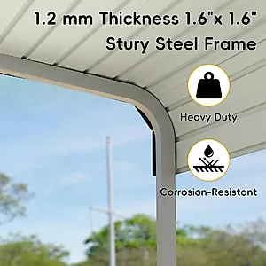 Betterhood 12x20 FTHeavy Duty Metal Carport with Galvanized Steel Roof and Metal Carport Kits, Outdoor Carport Canopy Enhanced Base, Multi-Purpose Extra Large Car Shelter for Car, SUV, Truck and Boat