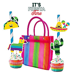 10 Mini Mercado Favor Bags - Mexican Mesh Market Tote Bag Pack - Fiesta Goodie Treat Bag - Mexican Party Candy Gift Bag - Bolsas Bolsitas Mexicanas Para Dulces -Dulceros Morrales Morralitos Mexicanos