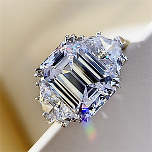 SixTwo 925 Sterling Silver Princess Square Cut 5.0 ct AAA Cubic Zirconia Rings White Crystal CZ Diamond Eternity Engagement Wedding Band Ring Promise Ring for Women ST.189 (7)