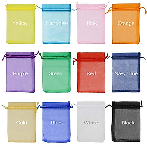 Jexila 120PCS Sheer Organza Bags 5X7 inches Mesh Drawstring Gift Bags Small for Jewelry Wedding Party Baby Shower Favor Bags (Rainbow 5X7)