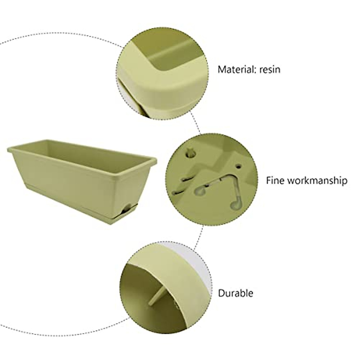 Yardwe 2pcs Balcony Indoor Shaped Flower Vegetable Hanging Trough Windowsill Rectangular Saucer Resin Décor, Nursery Tray Green Container Bonsai Porch Basin Household Basket