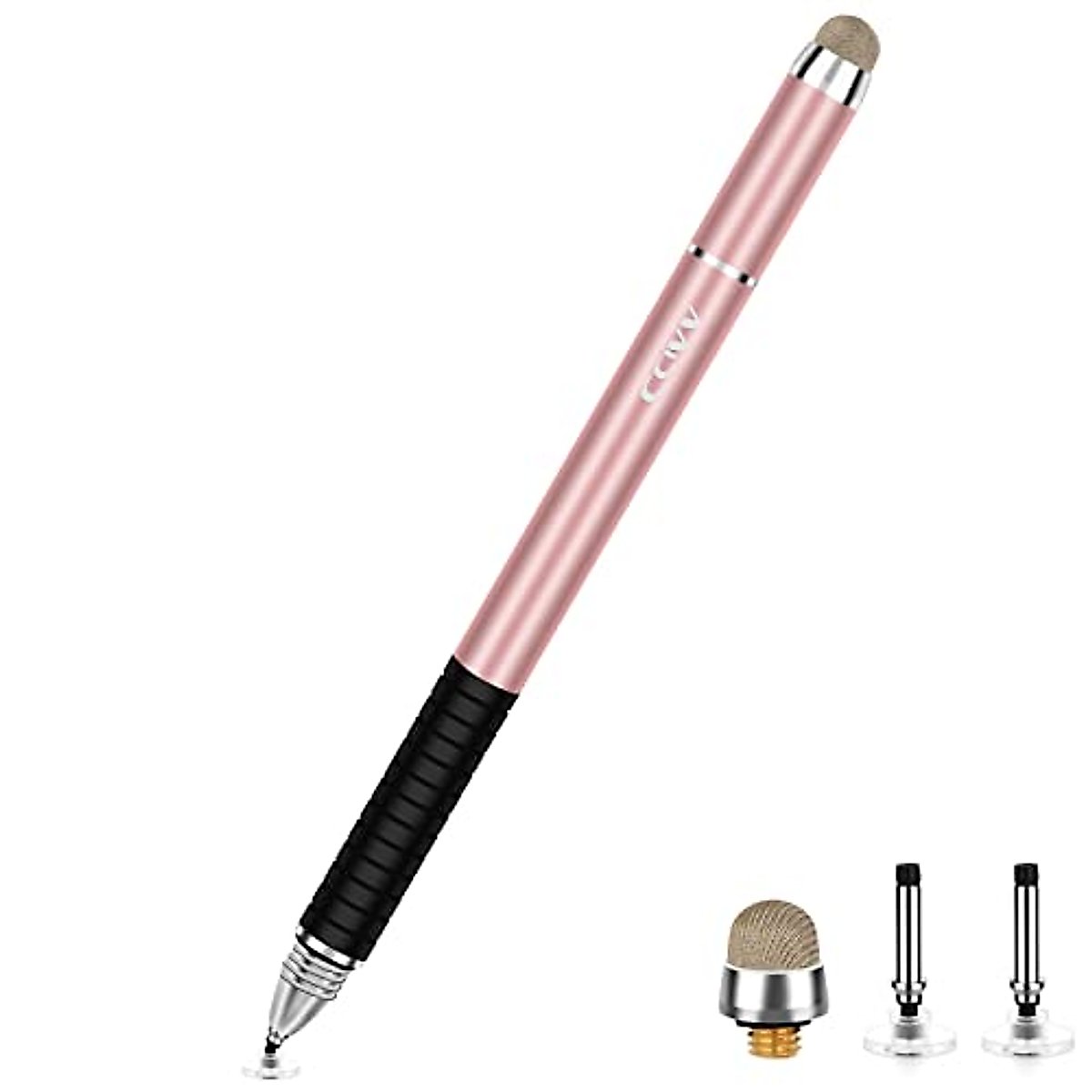 CCIVV Stylus Pen 2 in 1 Fine Point & Mesh Tip for Touch Screen, Compatible for Tablet and Cellphone (1Pc, Rose Gold)