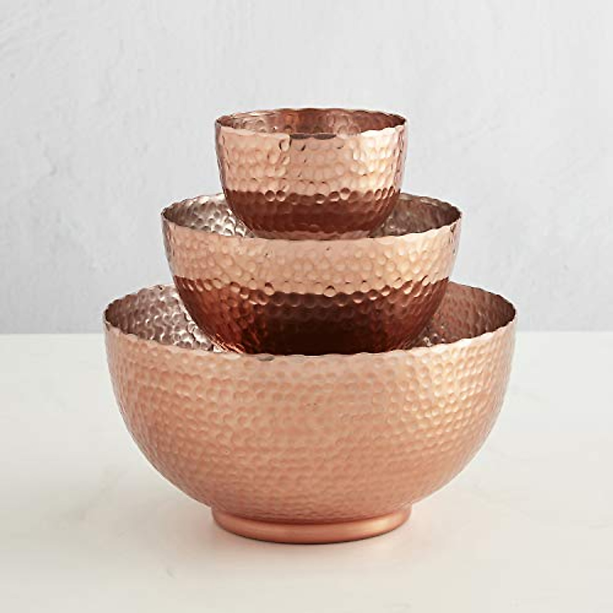 47th & Main Rustic Hammered Aluminum Bowl Set, 3-Count, Copper