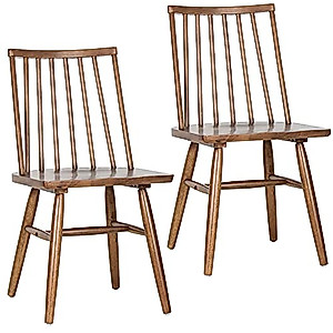 East at Main 100% Solid Wood Dining Chairs - 21”D x18”W x32.5”H - Handcrafted Set of 2 Modern Wooden Accent Chair for Kitchen Office Farmhouse Dining Room Furniture (Walnut)