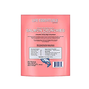 LIFE ESSENTIALS BY CAT-MAN-DOO All Natural Freeze Dried Wild Alaskan Salmon Crunchies Treats for Dogs - Single Ingredient Grain Free Snack with No Additives or Preservatives, - 5 Ounce Bag