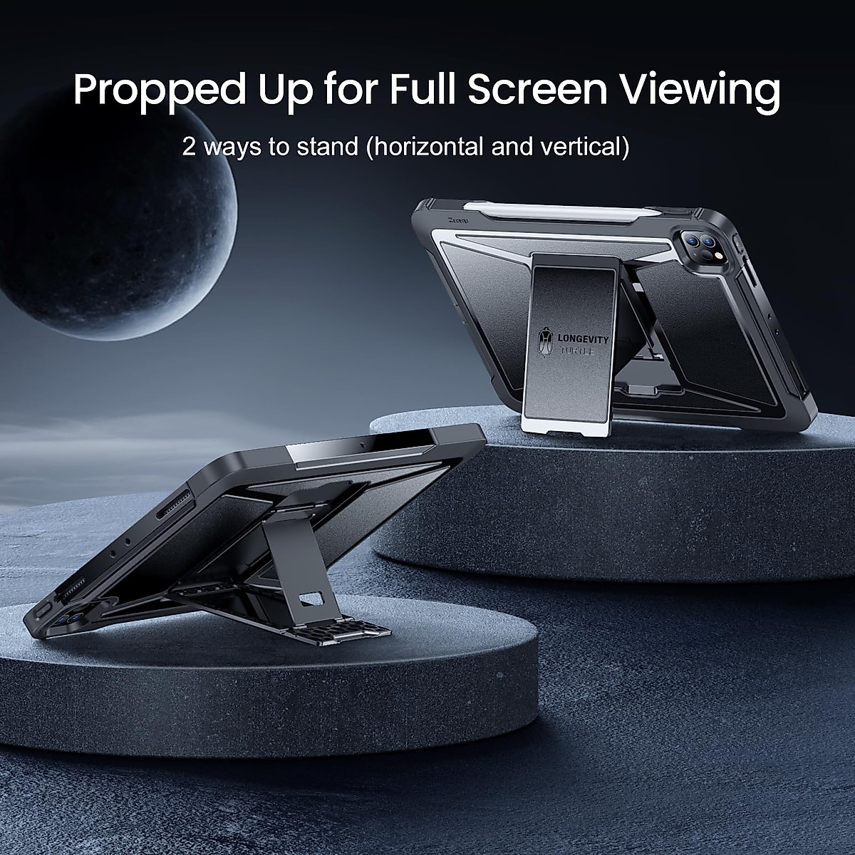 ZtotopCases for iPad Pro 12.9 Case 6th/5th/4th Generation 2022/2021/2020, Full Body Protective Rugged Cover with [Pencil Holder + Screen Protector] for iPad Pro 12.9 Inch 6th/5th/4th Gen, Gray