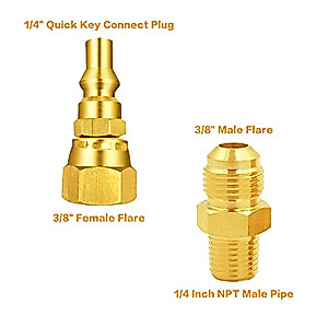 MENSI 1/4" Quick Connect Propane Disconnect Universal Adapter Kit Convert Regulator with 3/8" Female Flare to Quick-Release Connection