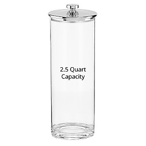 mDesign Tall Acrylic Airtight Apothecary Storage Organizer Canister Jars - Plastic Containers with Lid for Kitchen - Holder for Pantry or Countertop, Lumiere Collection, 2 Pack, Clear/Chrome