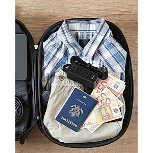 Power Strip Surge Protector with USB, SUPERDANNY Mini Flat Plug Extension Cord with 6 Widely Space Outlets & 3 USB Ports 5 Ft, Wall Mount, Compact & Small Charging Station for Office/Travel, Black