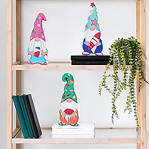 3 Pcs Wooden Beach Gnomes Sign Summer Gnomes Table Decor Wood Beach Table Centerpieces Hawaii Wooden Gnomes Sign for Summer Party Tiered Tray Shelf Home Kitchen Decoration