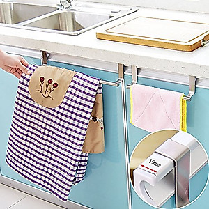 Booluee Stainless Steel Over The Cabinet Door Towel Bar Towel Holder Rack for Kitchen Bathroom Cabinet Cupboard Doors (Small)
