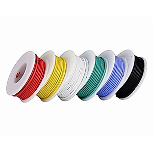 TUOFENG 18 Gauge Wire Spool 13.2ft / 4m Each 6 Colors,18 AWG Stranded Wire Hook up Wire Kit, Silicone Rubber Insulated/Tinned Copper/Flexible/18AWG Wire for Automotive Wiring