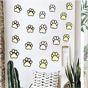 MESU 22 Pcs Paw Print Luminous Decals Glow in The Dark Cat Dog Footprint Decorative Stickers Kids Room Ceiling Decor Paw