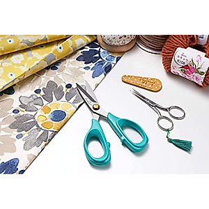 Beaditive Sewing Scissors - 6-Inch Stainless Steel Fabric Scissors - Professional Scissors with Serrated Blade for Easy Cloth Cutting & Quilting - Comfortable Craft Tailor & Dressmaker Shears – Teal