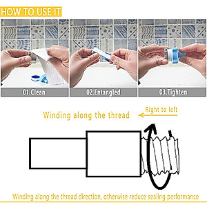 4 Rolls 1/2 Inch(W) X 520 Inches(L) Teflon Tape,for Plumbers Tape,PTFE Tape,Sealing Tape,Plumbing Tape,Sealant Tape,Thread Seal Tape,Plumber Tape for Shower Head,Water Pipe Sealing Tape,White