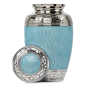 Trupoint Memorials Cremation Urns for Human Ashes - Decorative Urns, Urns for Human Ashes Female & Male, Urns for Ashes Adult Female, Funeral Urns - Large, Up to 200 Lbs, Light Blue