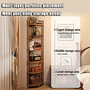 Corner Shelf,Bamboo Corner Stand,Corner Storage Shelf, Counter Organizer Rack,Corner Table Bookshelf,Display Rack Storage Organizer,Bathroom Corner Shelf Stand,for Living Room Kitchen Bedroom A 6th
