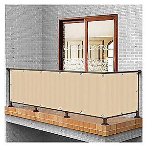 ALBN Balcony Privacy Screen Cover for Privacy Protection 85% Blockage Windshield with Eyelet HDPE Anti-Aging for Outdoor Patio Backyard (Color : Beige, Size : 0.9x10m)