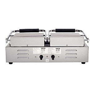Kratos Commercial Electric Panini Sandwich Grill with Grooved Top and Smooth Bottom Plates, 18.7"x9" Cooking Surface, Commercial Countertop Panini Press, 120V, 3500W (29Y-025)
