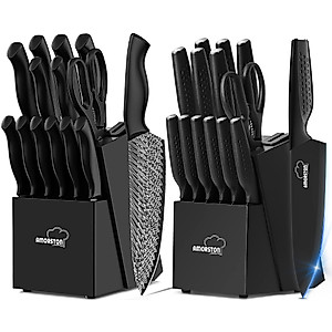 Two 15 Pieces Knife Sets, Elegant Black + Damascus Pattern