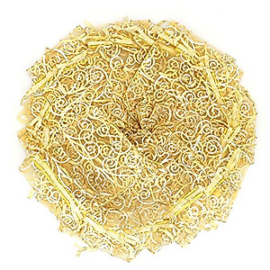 Staruby 100Pcs Gold Organza Bags 3x4 Inches Rattan Printed Organza Gift Bags Mesh Favor Bags Drawstring Jewelry Gift Pouches for Wedding Party Favors Baby Shower Christmas Gifts Candy Bags