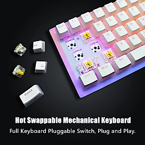 XVX Womier 60% Percent Keyboard, Wired Mechanical Gaming Keyboard, K61 PRO Hot Swappable Dual RGB Backlit Keyboard, with Pudding Keycaps Gaming Keyboard, Pro Driver/Software Supported - Yellow Switch