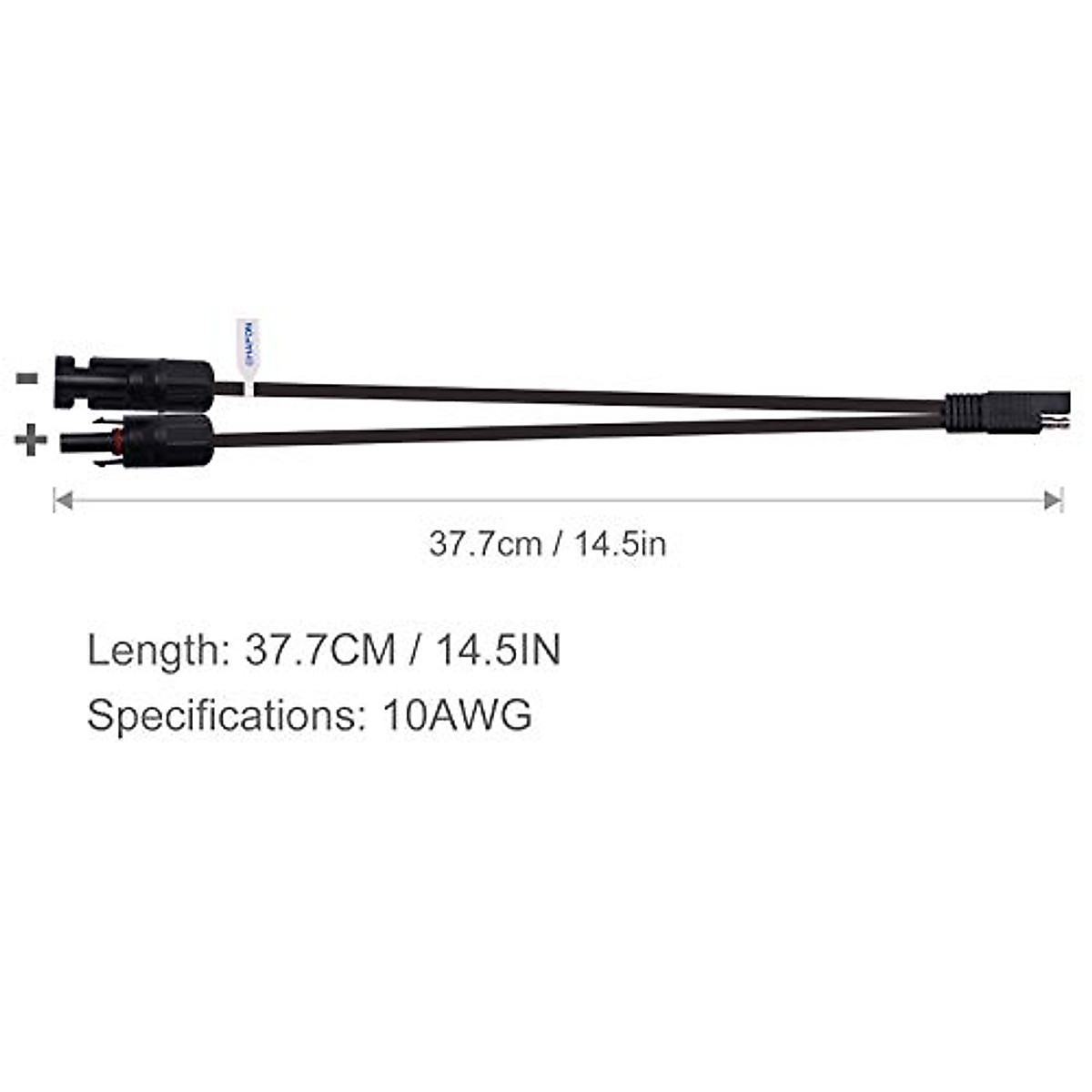 CHAFON Solar Panel Connector to SAE Adapter Cable 10AWG, Solar to SAE Cable PV Extension Wire, 11.8IN 50Amps for Solar Panels Rv Caravan Battery Charger Kit