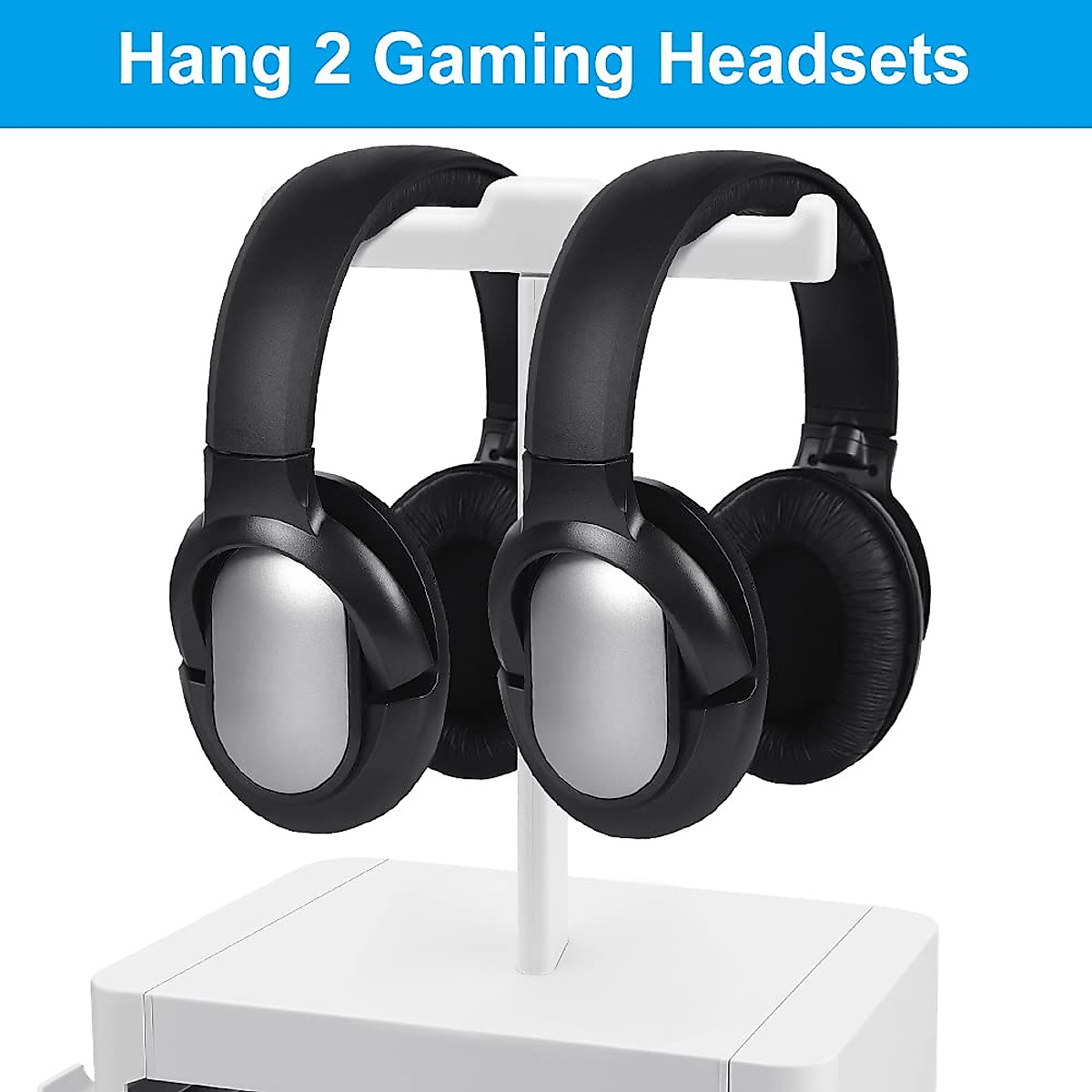 Number-one Game Storage Tower Bracket, Multifunction Gaming Disks Organizer Rack, Most Storage 10 Disk, 2 Headsets Stand 4 Controllers Holder, Compatible with PS5/PS4/XBOX Series Accessories, White