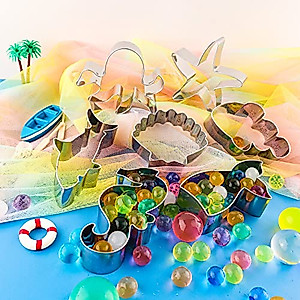 Ocean Creature Mermaid Cookie Cutters Set 9 PCS Metal Cookie Cutters for Baking Dolphin,Clownfish,Mermaid Tail,Octopus,Seahorse,Starfish,Seashell,Jellyfish,Shark Cookie Cutters Molds