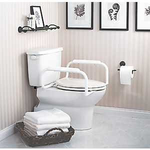 Moen Glacier White Home Care Bathroom Safety Toilet Grab Bar, Toilet Rails for Seniors, DN7015