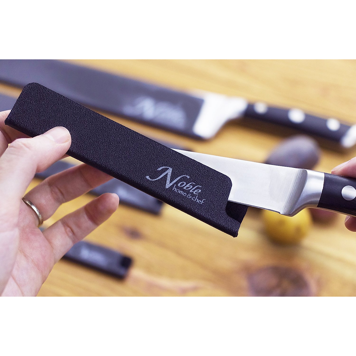 Noble Home & Chef 5-Piece Universal Knife Guards are Felt Lined, More Durable, No BPA, Gentle on Blades, and Long-Lasting Knife Covers Are Non-Toxic and Abrasion Resistant! (Knives Not Included)