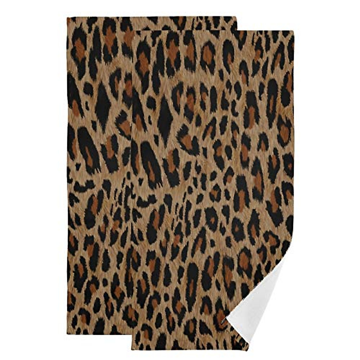 Hand Towels,2 Pack Cheetah Leopard Print Animal Soft Luxury Towel for Bathroom Kitchen, Beach