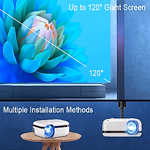 Mini Outdoor Projector 9500 Lumens, FunFlix 2023 Portable Movie Projector, 1080P Support, Home Theater Projector Compatible with HDMI, AV, USB, Laptop, Smartphone, TV Stick, Game