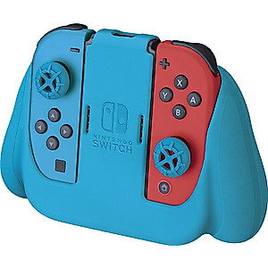 Officially Licensed Nintendo Switch Joy-Con Action Pack Grip and Thumb Buttons – Neon Blue Textured Silicone